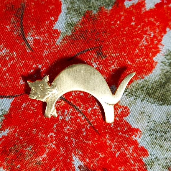 unbranded | Jewelry | Brasstonegold Arched Back Cat Pin | Poshmark